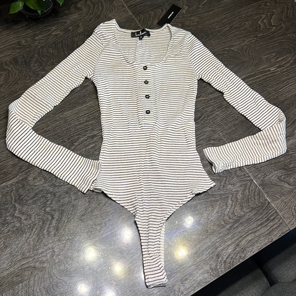 Lulus | Tops | Ribbed Button Down Bodysuit With Long Sleeves | Poshmark